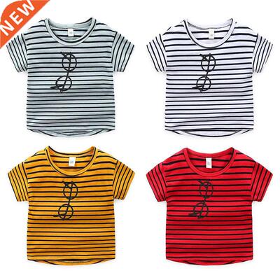 High quality 2022 kids T-shirt Summer boys girls stripe Prin