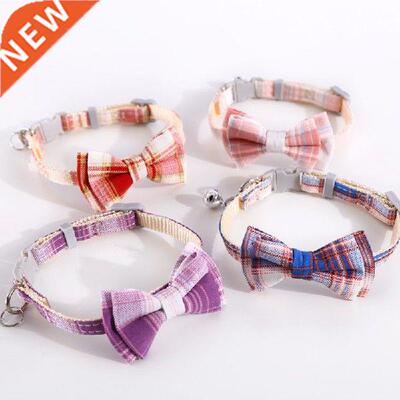 Plaid Cat Collars Grid Cotton Striped Bowknot Necklace