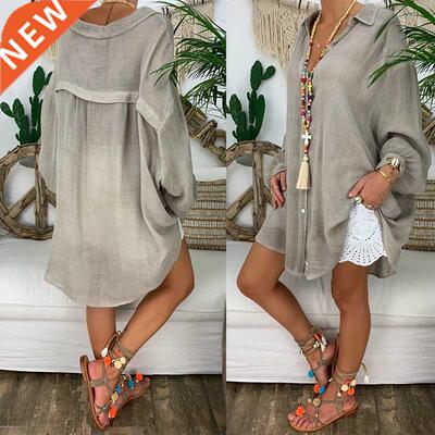 New Loose Women Cover Ups Swimwe White Beach Dress Cotton