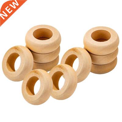 10 Pcs Natural Wooden Serviette Holders Napkin Rings Set