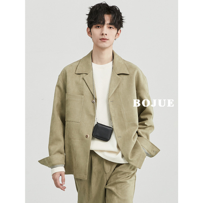 伯爵卓尔春秋西装领仿麂皮绒夹克