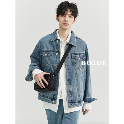 伯爵卓尔春秋精致韩风翻领牛仔衣