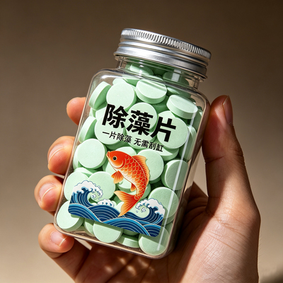 鱼缸除藻片鱼缸青苔清理神器去除绿藻绿水褐藻丝藻黑藻除水垢专用