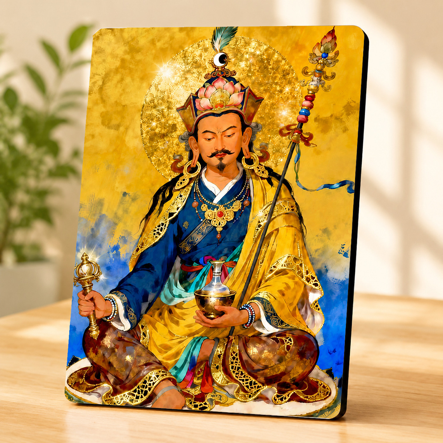 莲花生大士摆台佛像画像藏传密宗供奉桌面招财平安装饰摆件