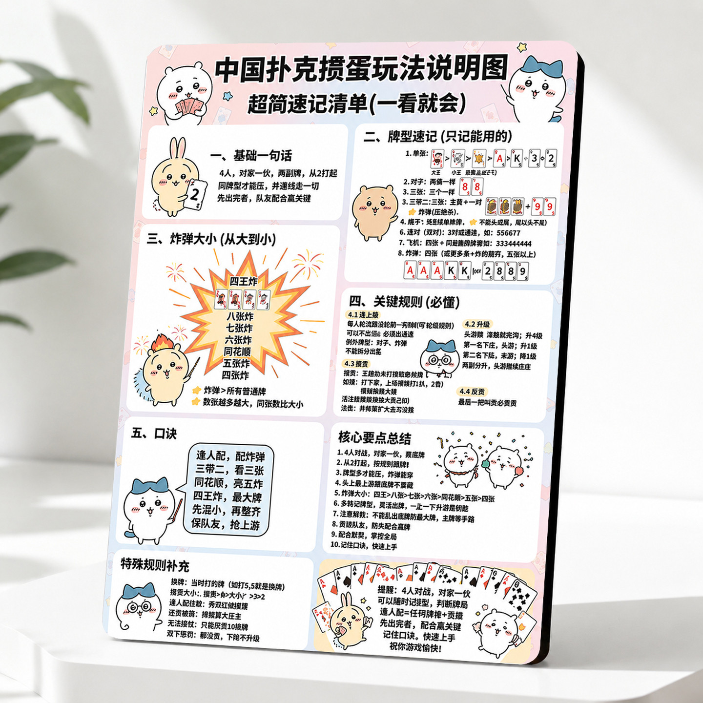 新手一看就会掼蛋玩法速记摆台牌桌聚会娱乐装饰摆件