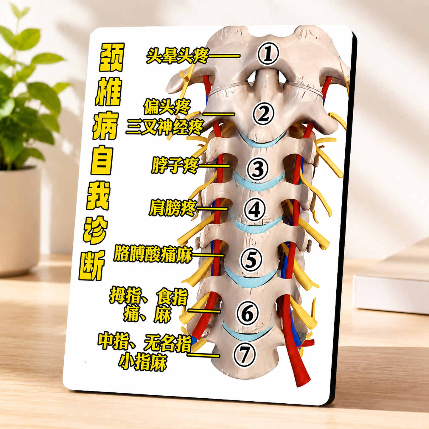 颈椎病自我诊断对照表摆牌中医养生馆按摩店理疗桌面装饰摆件