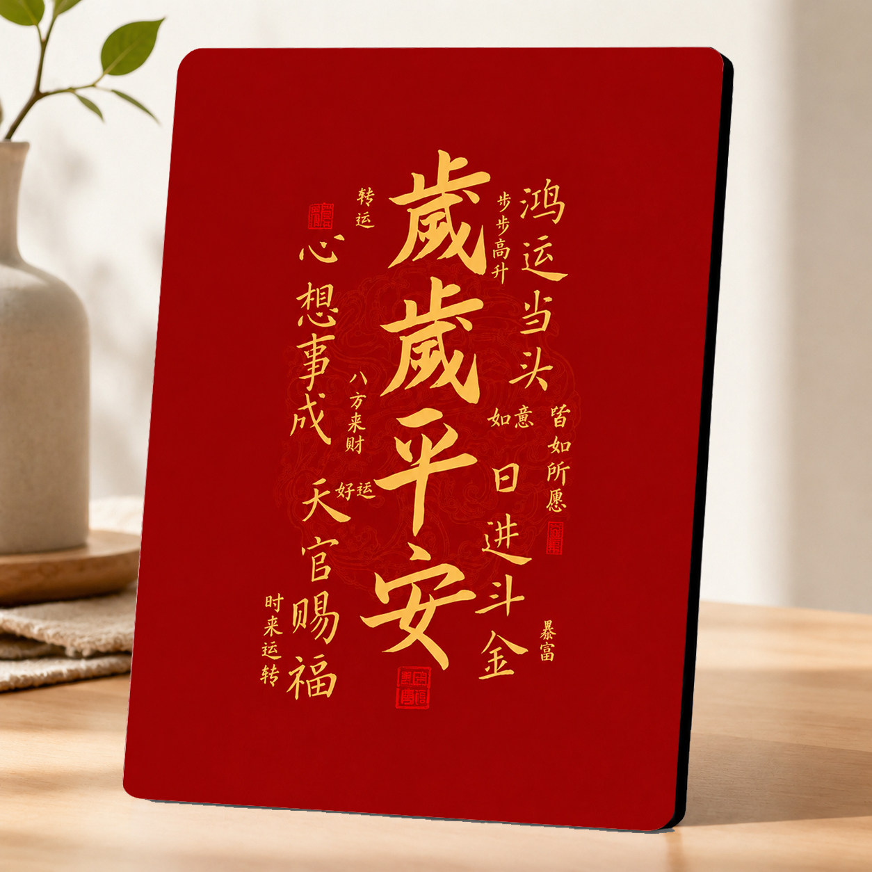 岁岁平安鸿运当头国风装饰摆件新年乔迁入户玄关桌面吉祥摆台