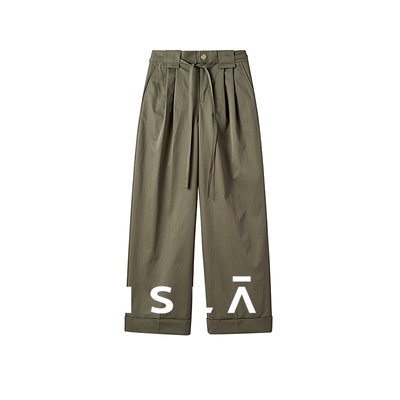 MSLAN时尚简约高腰挺括休闲松弛感阔腿裤女MGAK092