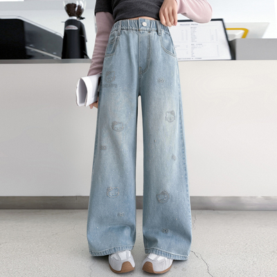 【BK】春秋季新款儿童洋气甜美kt时髦宽松直筒春装韩范裤子HCF020