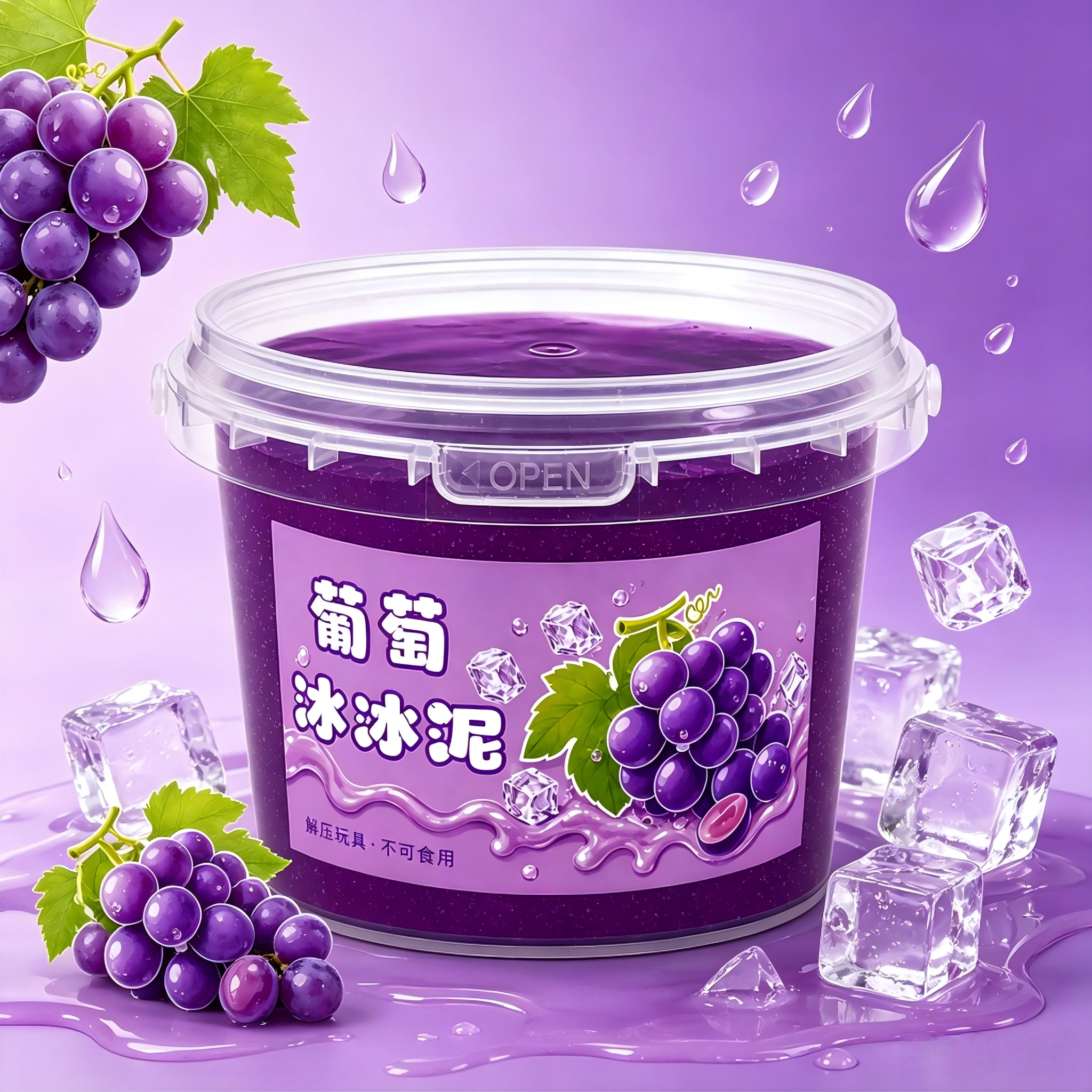 ins风高颜值史莱姆起泡胶葡萄冰沙泥水晶泥儿童安全无毒解压玩具