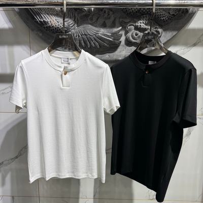 夏季亨利领短袖T恤一粒扣设计百搭不挑人 LT11