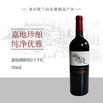 宁夏银川金山小产区嘉地酒园经典混酿风信子干红2019年份750ml