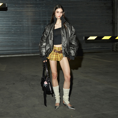 PRDX飞行员皮棉服黑色高领秋冬款