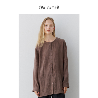 therumah圆领长袖衬衫纸片人衬衣