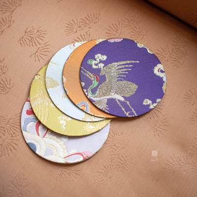 知舍 如意云鹤纹杯垫 织锦材质 新中式复古 宫廷风家居隔热茶桌垫