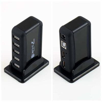 7 Port USB 2.0 Hub with AC Power Adapter For Laptop PC Compu