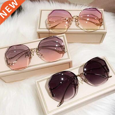 2022 Fashion Tea Gradient Sunglasses Women Brand Design Vint
