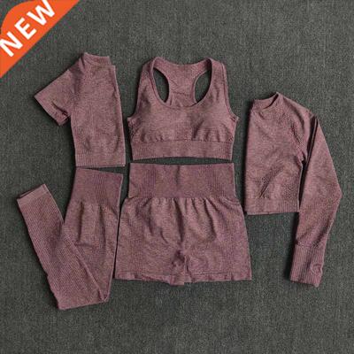 2//5PCS Seamless Women Yoga Set Workout Sportswear Gym Clot
