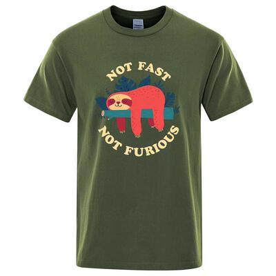 Not Fast Not Furious Cartoons Printing Men Tee Shirts Breath