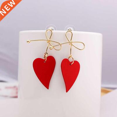 Fshion Gold Color Hert Geometric Drop Erring for Women Br