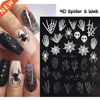5D Halloween Nail Art Stickers Spider Web Horror Eyes Face P