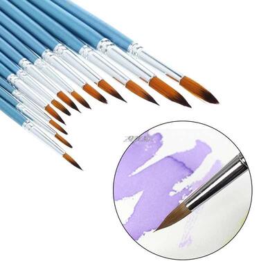 12pcs/pack Artist Nylon Hair Paint Brush Set For Watercolor