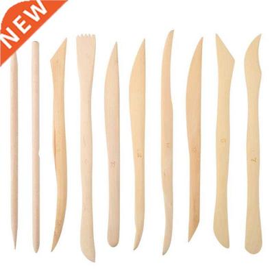10pcs/set Wooden Clay Carving Modeling Tool Diy Pottery Scu