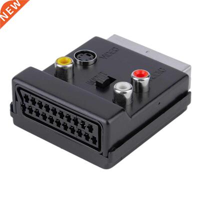 Newest able Scart Male to Female S-Video 3 RCA Adapter black