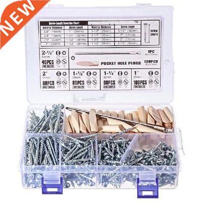 482Pcs 25-64Mm Self Tapping Pocket Hole Screw Project Kit