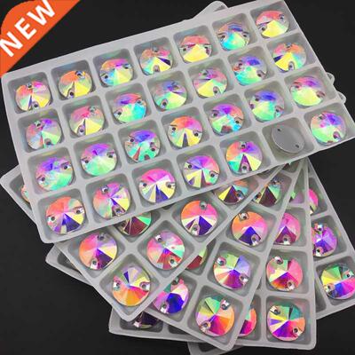 8mm 10mm 12mm 14mm Round Rivoli Glass Sew On Rhinestones Cry