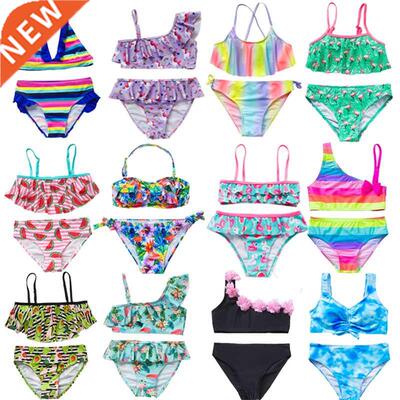 2022 Swimsuit Girls Tassel Tankini Suit 2-16y Two-pieces Fas