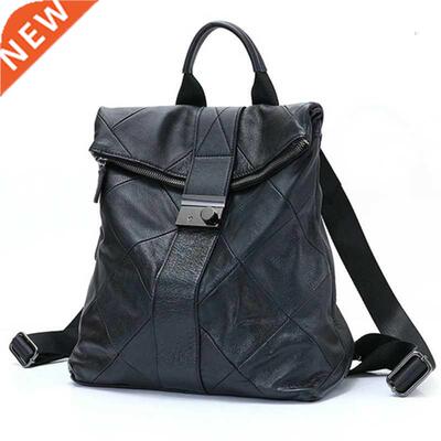 Leather Anti Theft Women Backpack Outdoor Travel Bag Large C