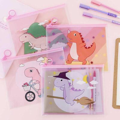 Magic Kawaii Dinosaur Transparency Zipper Transparent PVC A5