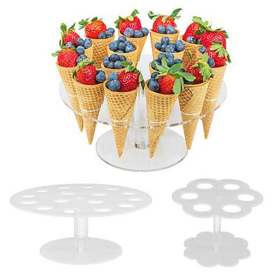 6/16 Holes Acrylic Transparent Ice Cream Stand Cake Cone Sta