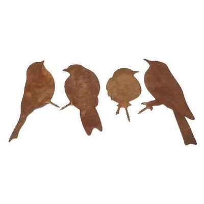 4 Pack Rusty Patina etal Bird Silhouettes Garden Fence