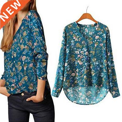 HOT SALES!!!!!! Women Casual Long Sleeve V-neck Floral Print