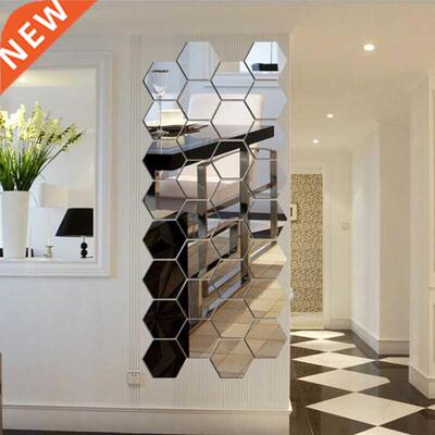 3D irror Wall Stickers Hoe Decor Hexagon Acrylic irror
