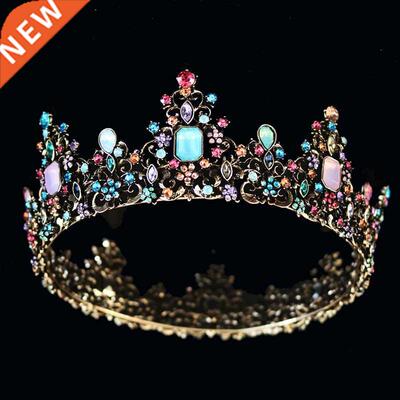 KMVEXO Baroque Royal Queen Crown Colorful Jelly Crystal Rhin