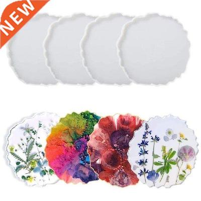 4 Pcs Agate Geometry Coaster Epoxy Resin Mold Cup Mat Mug