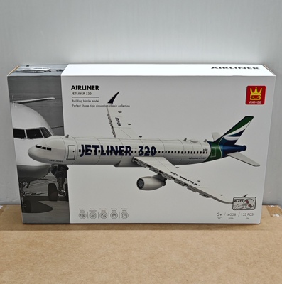 万格航空系列4008喷气客机320小颗粒兼容133pcs拼装积木玩具模型