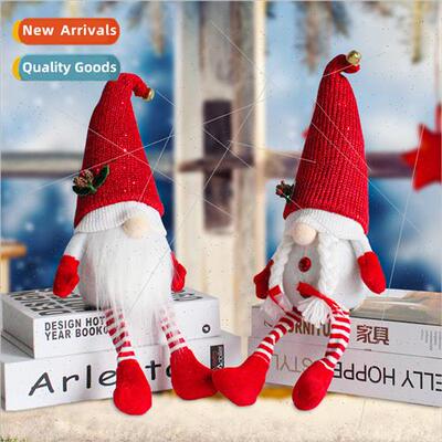 Pinecone faceless doll ornament gnome old man red hat long l