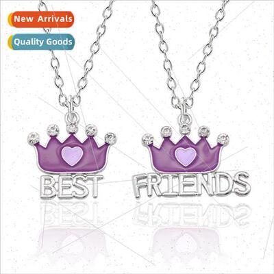 Korea good friends BEST FRIENDS girlfriends crown necklace b