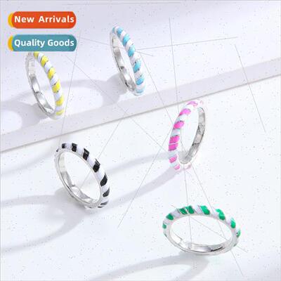 Drip Oil Two Color Enamel Crafted Finger Ring Ring Women Eur
