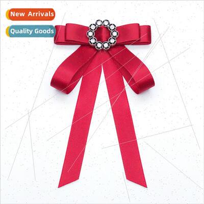 Korean decorative fabric bow brooch bow tie vintage rhinesto