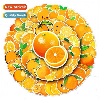 50 orange cartoon fruit stickers waterproof drip glue handbo