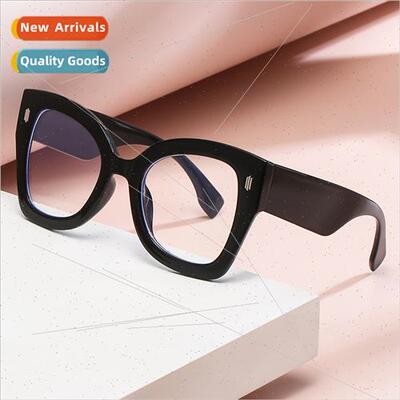 2022 new large frame cat eye anti blue light glasses nd leop