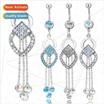 Piercing Jewelry Diamond Symmetrical Tassel Navel Ring Pierc