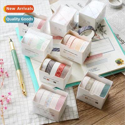5 rolls solid color basic graphic tape tearable diary handbo