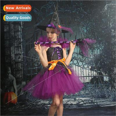 Purple Wch Childrens Halloween Costumes Girls Mesh Tutu Skir