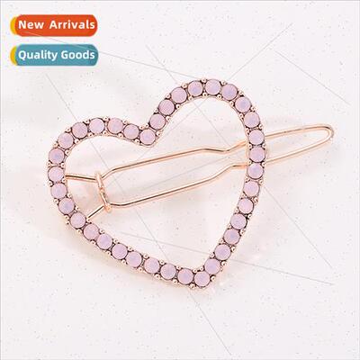 Koreasimple rhinestone alloy hair clips Ms. peach heart frog